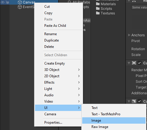 Unity Skapa bild i Canvas