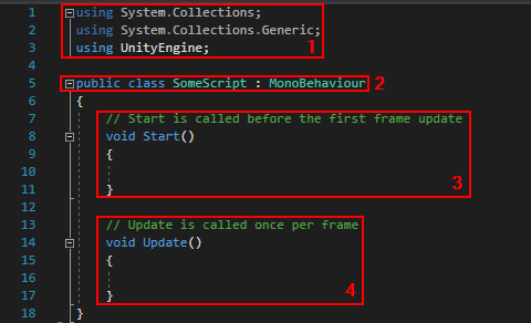 Unity c# standardskriptstruktur