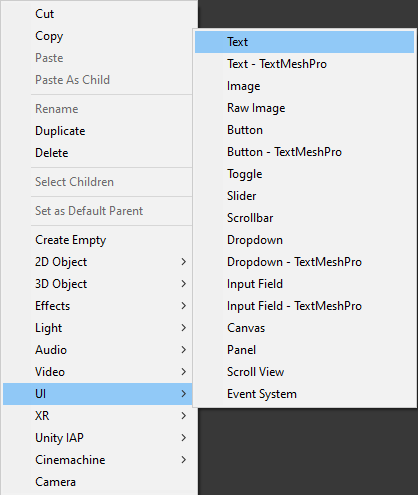 Unity skapa ny UI-text